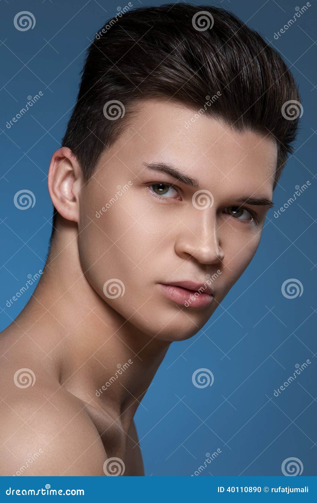 Handsome Guy with Beautiful Face Stock Photo - Image of male, blue ...