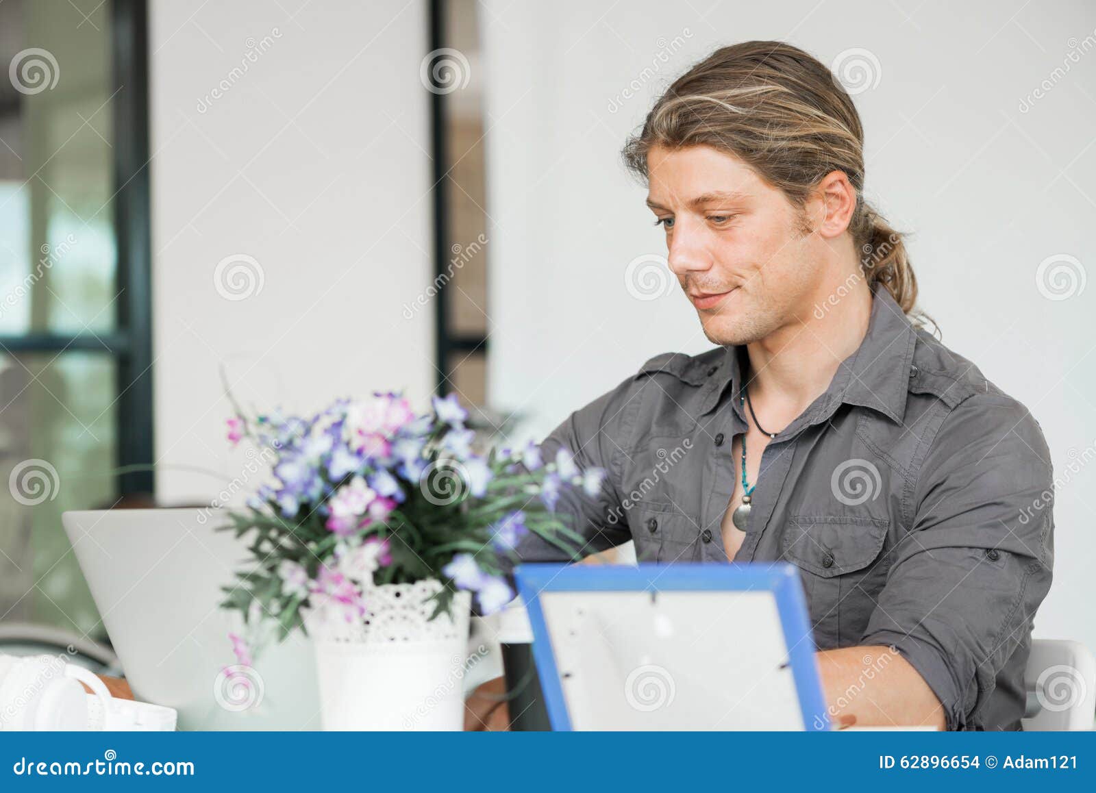 Handsome Guy at Computer Work Stock Photo - Image of learn, modern ...