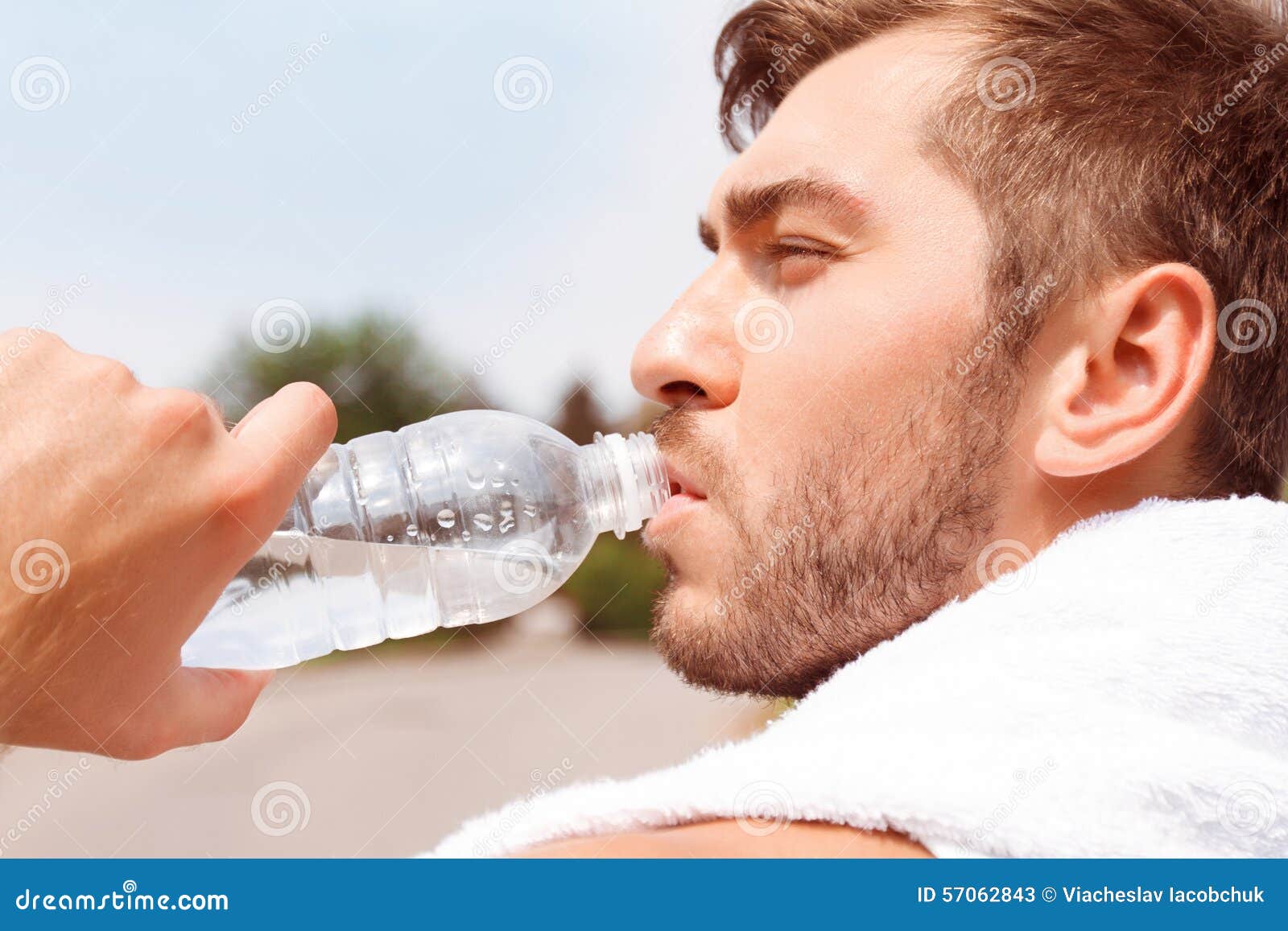 Handsome Guy Drinking Water Stock Image - Image of life, laugher: 57062843