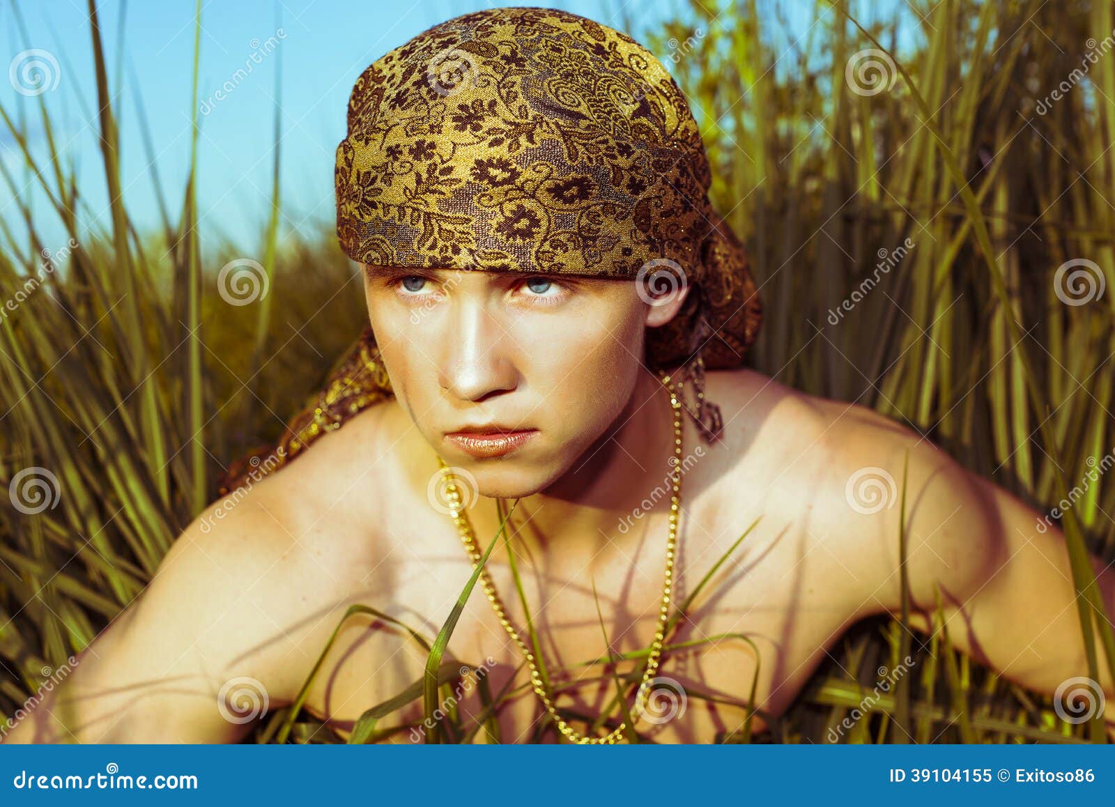 Handsome guy in headscarf stock image. Image of athlete - 39104155