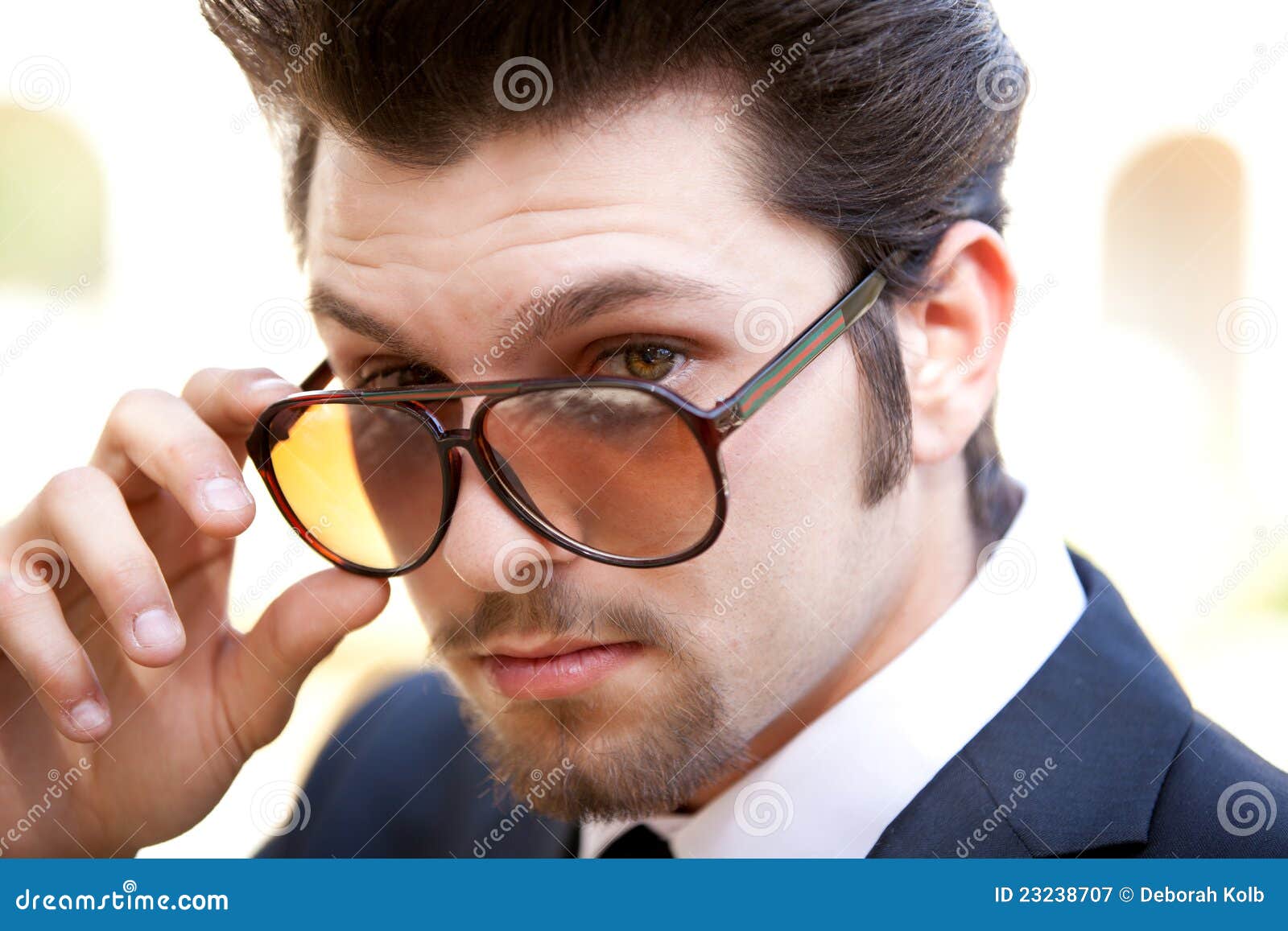 Handsome Guy Looking Over Sunglasses Stock Image - Image of male ...