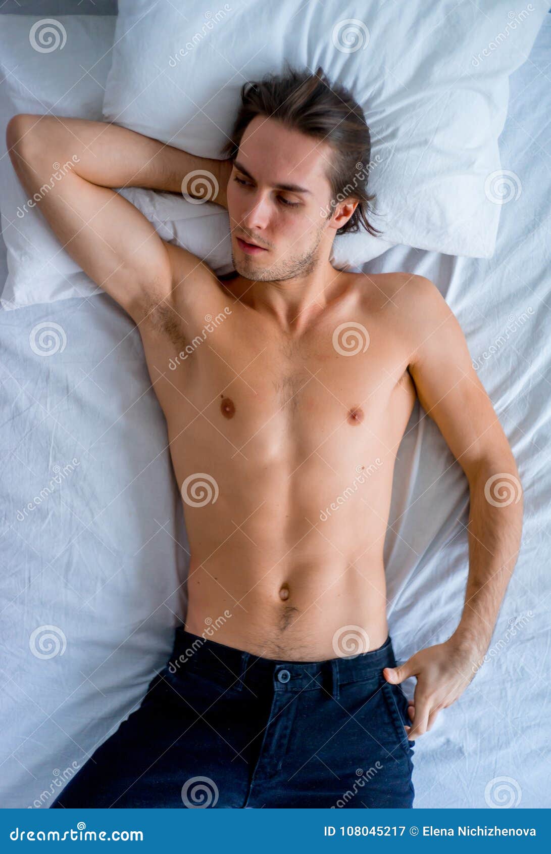 Guy in bed stock image. Image of intimacy, people, female - 108045217