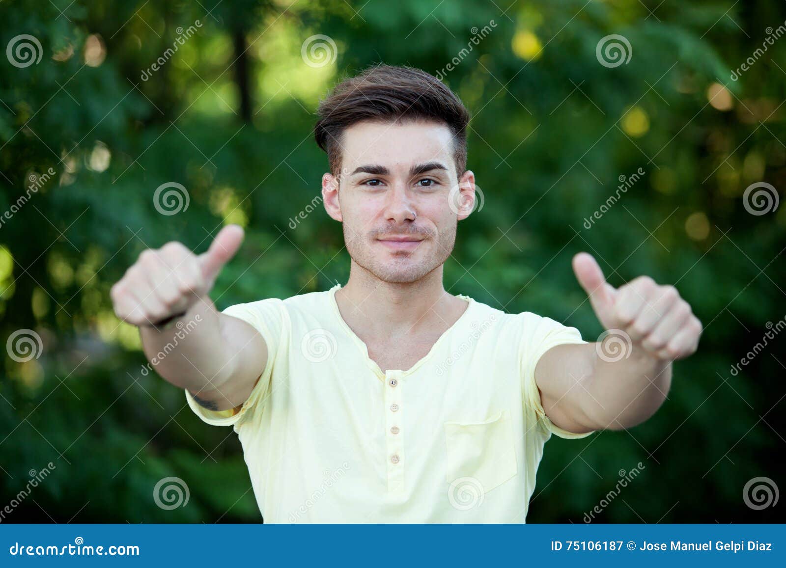 Handsome Guy in the Park Saying Ok Stock Image - Image of modern, park ...
