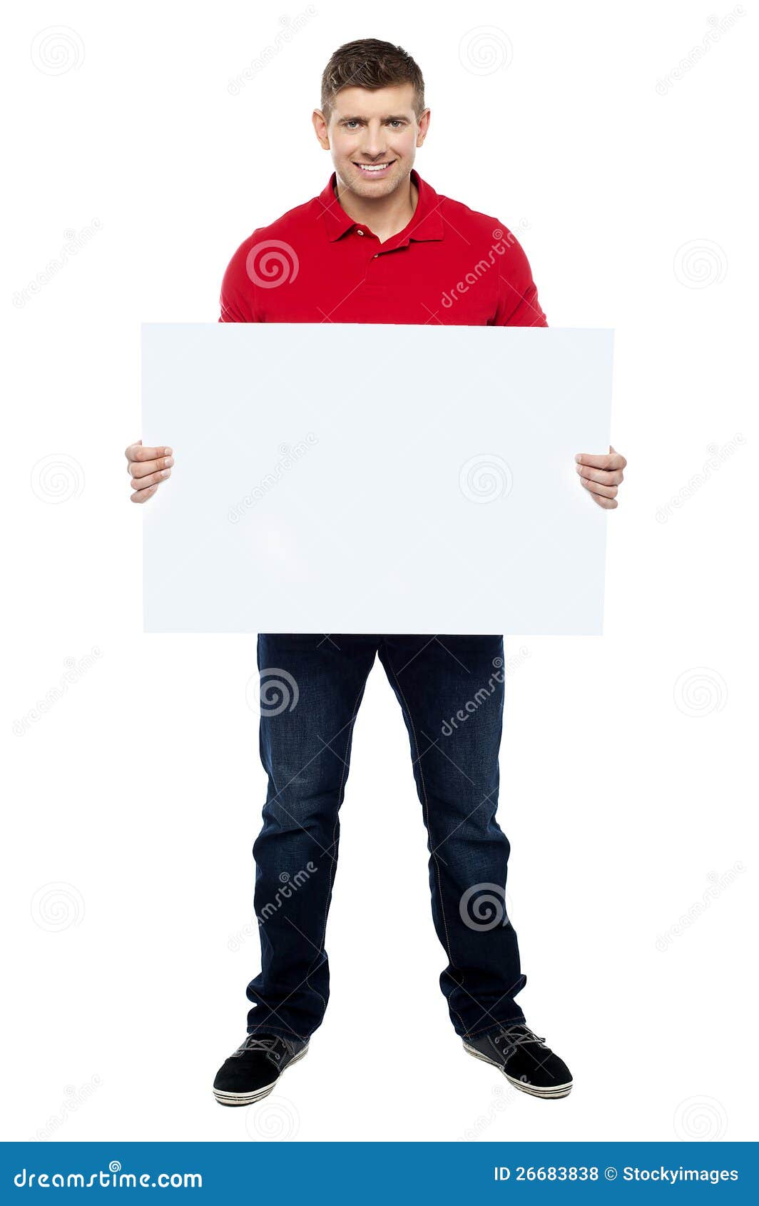 Handsome Guy Presenting Blank Billboard To Camera Stock Photo - Image ...