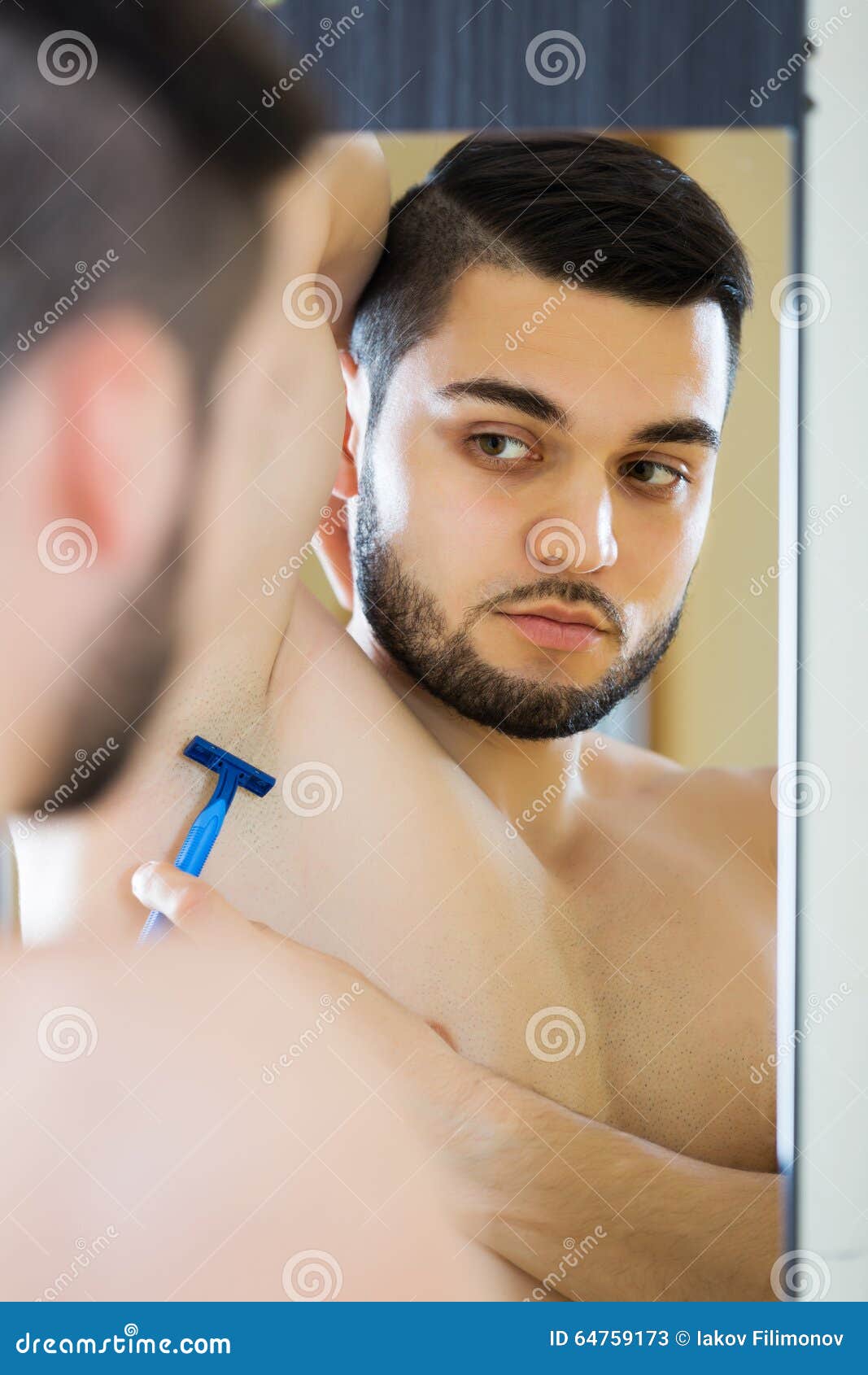 Handsome Guy Shaving His Armpit Stock Image - Image of electronics ...