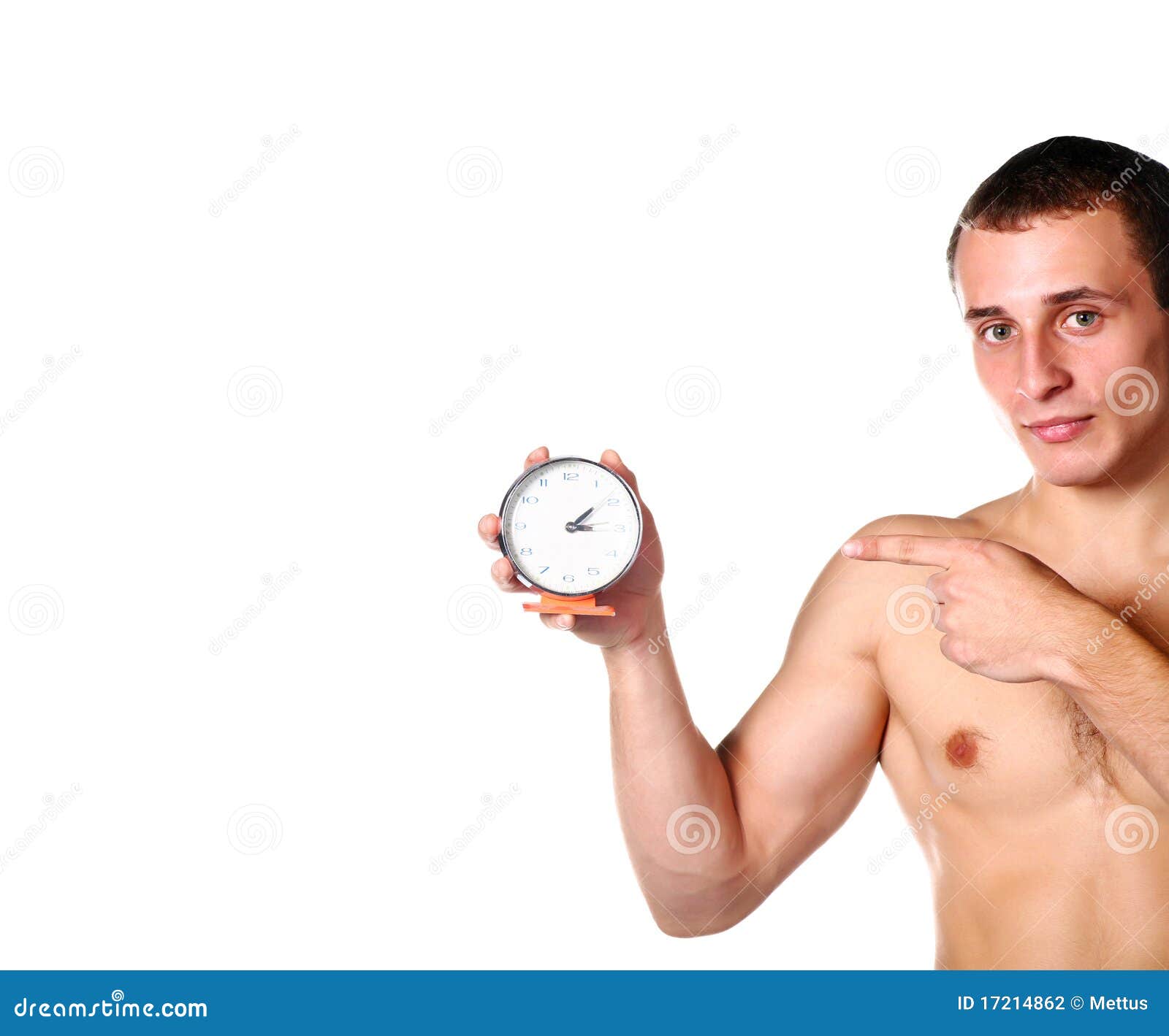 Handsome Guy Shirtless with Clock Stock Photo - Image of athletic ...