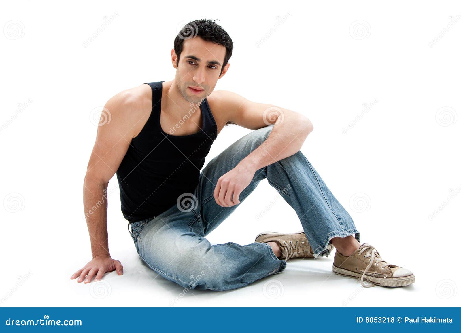 Handsome Guy Sitting on Floor Stock Photo - Image of sitting, fashion ...