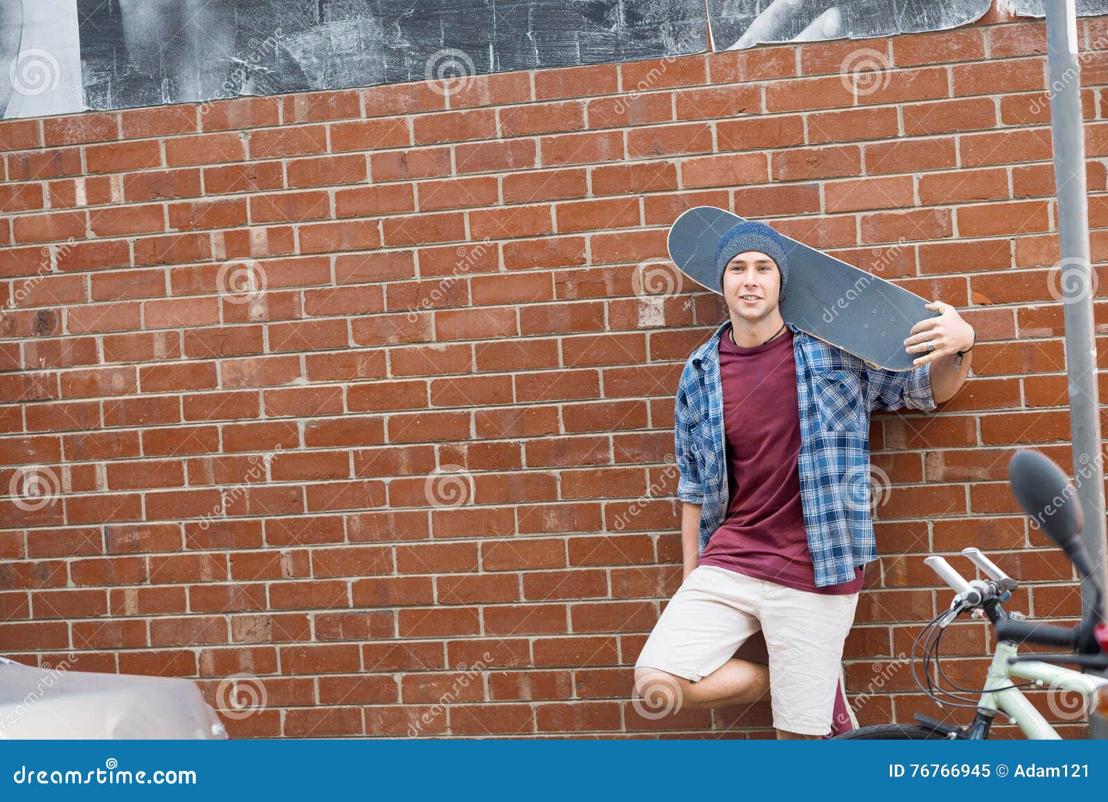 Handsome Guy with Skateboard Stock Image - Image of board, cool: 76766945