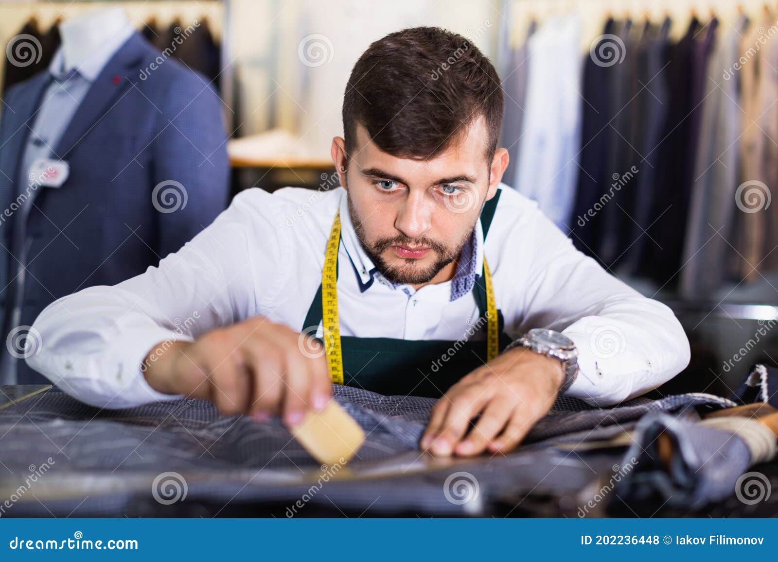 Handsome Guy Snipper in Modern Workshop Stock Photo - Image of casual ...
