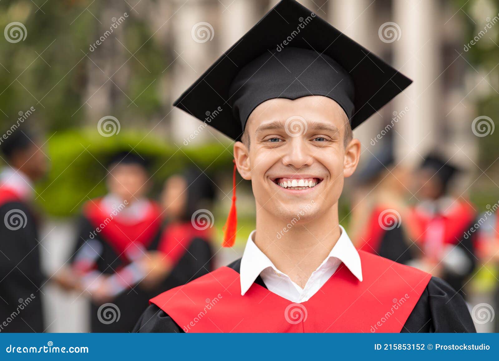 Handsome Guy Student Posing in Graduation Costume Stock Photo - Image ...