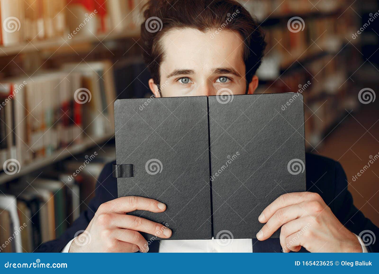 Handsome Guy Study at the Library Stock Image - Image of expertise ...