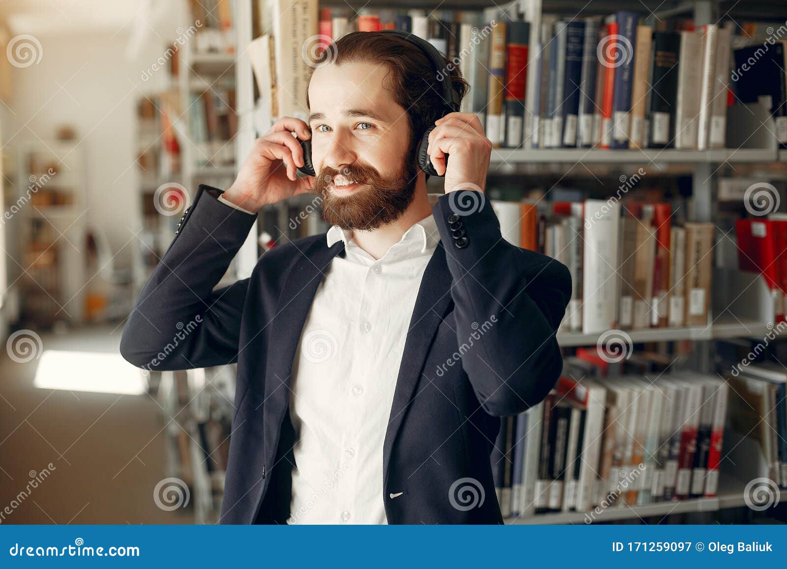 Handsome Guy Study at the Library Stock Image - Image of book, indoor ...
