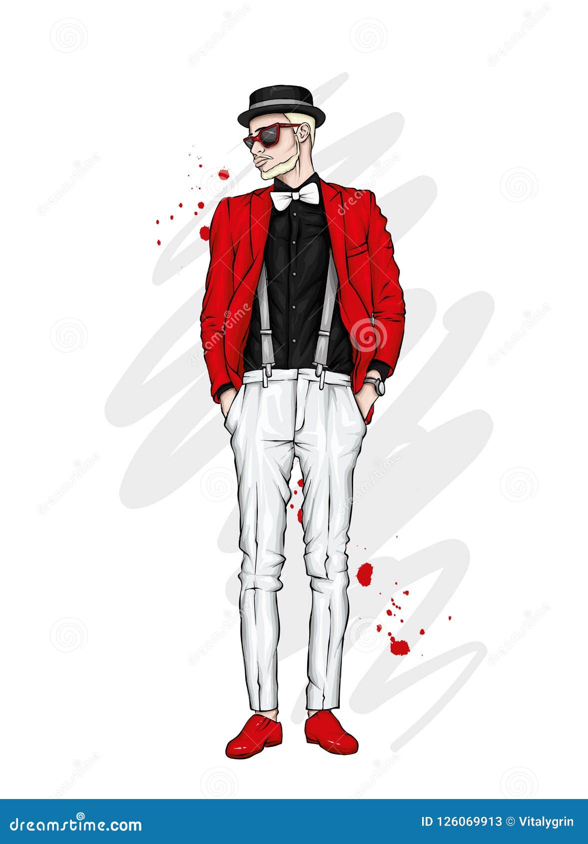 Handsome Guy in Stylish Clothes and Hat. Hipster. Vector Illustration ...