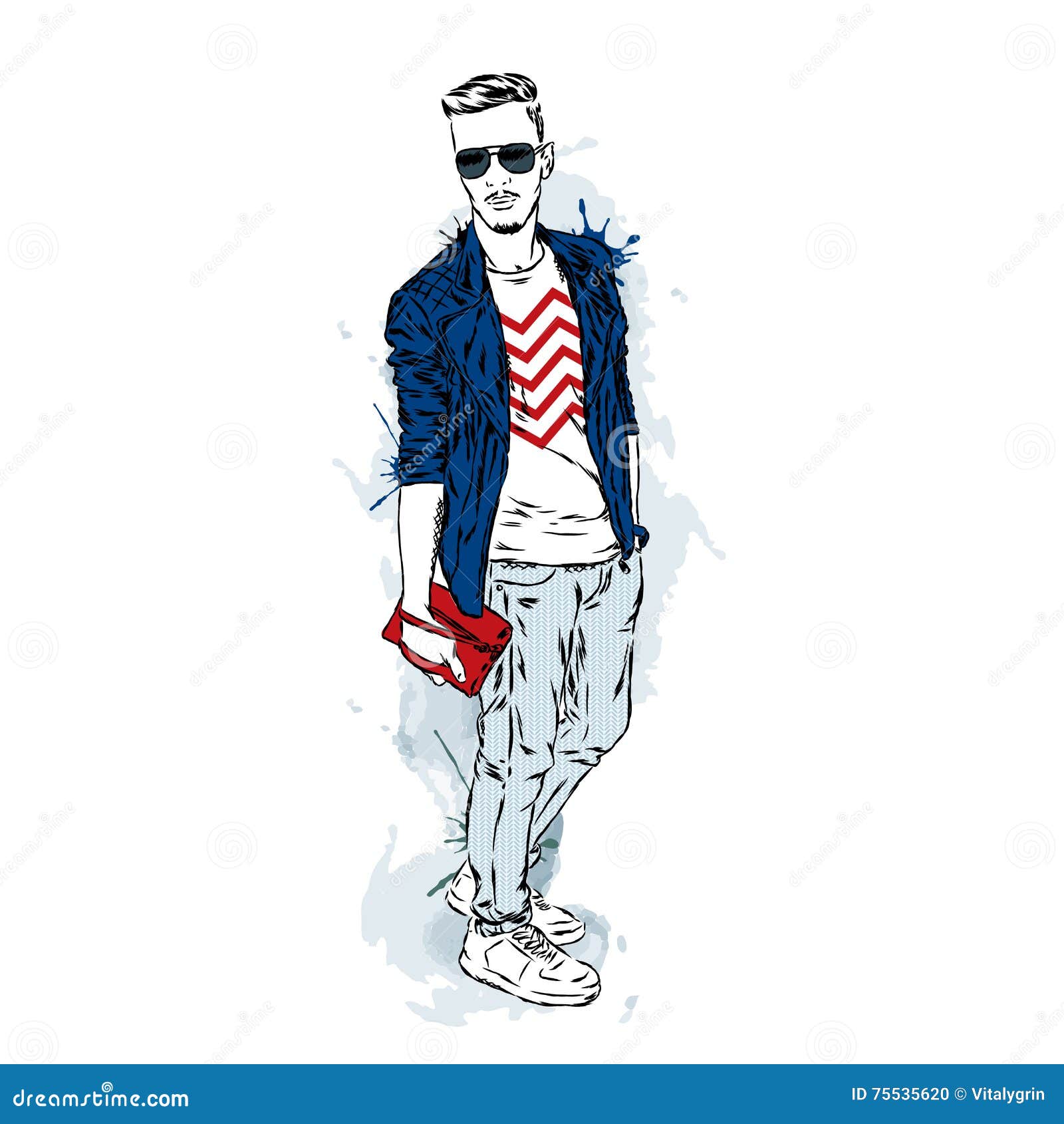Handsome Guy in Stylish Clothes. Hipster. Vector Illustration for a ...