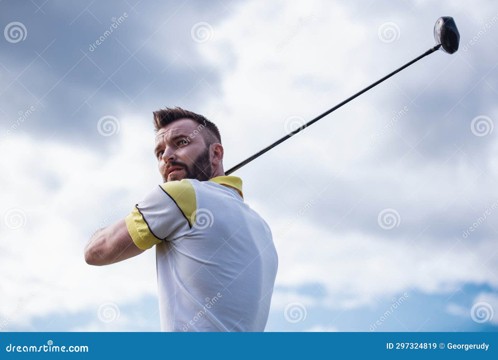Guy playing golf stock image. Image of golf, nature - 297324819