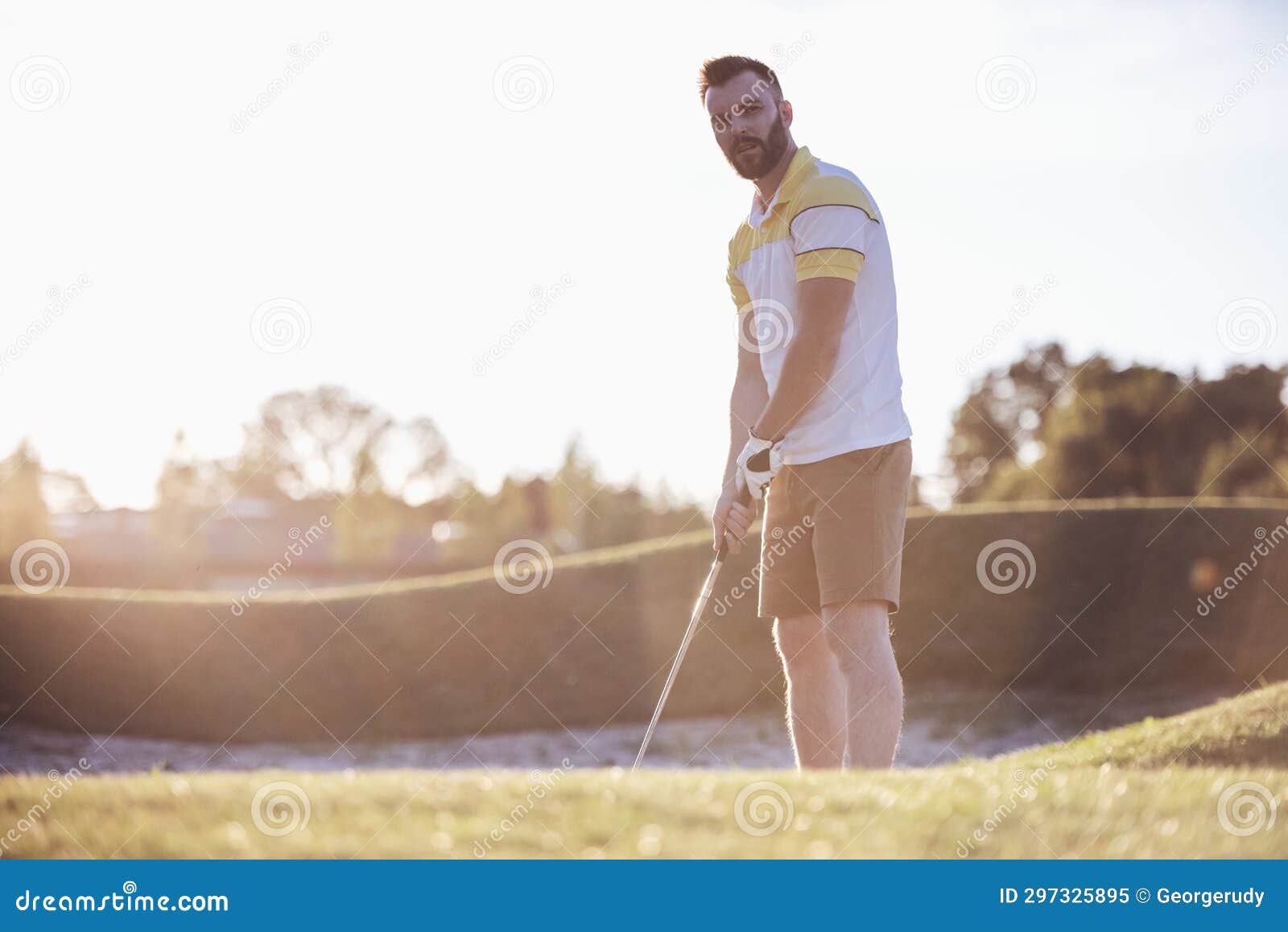 Guy playing golf stock image. Image of player, play - 297325895