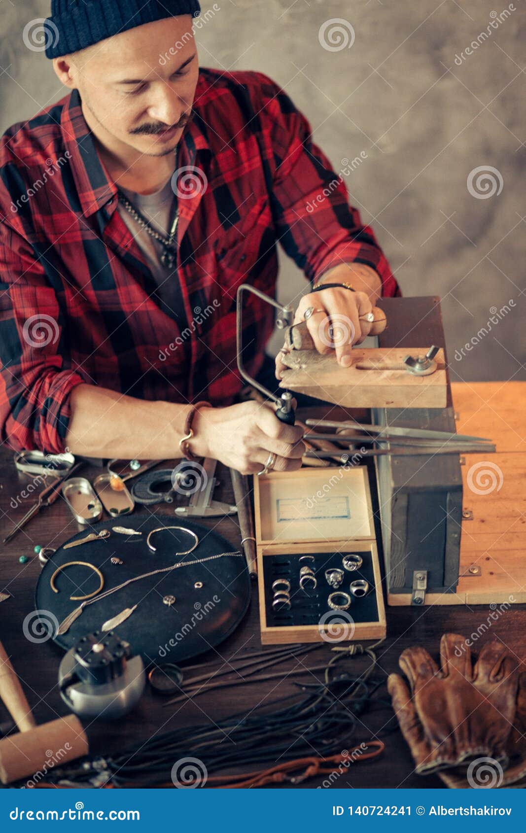 Handsome Guy Using the Tool for Accurate Cutting Stock Image - Image of ...