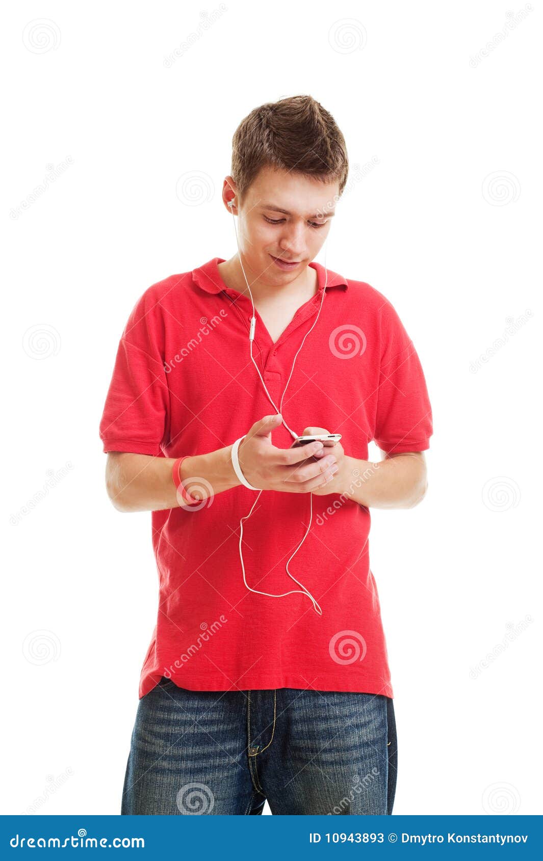 Handsome guy with walkman stock image. Image of device - 10943893