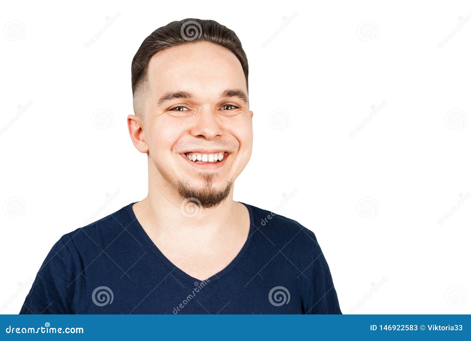 Handsome Guy with a Wide White Smile and Even Teeth Isolated on White ...