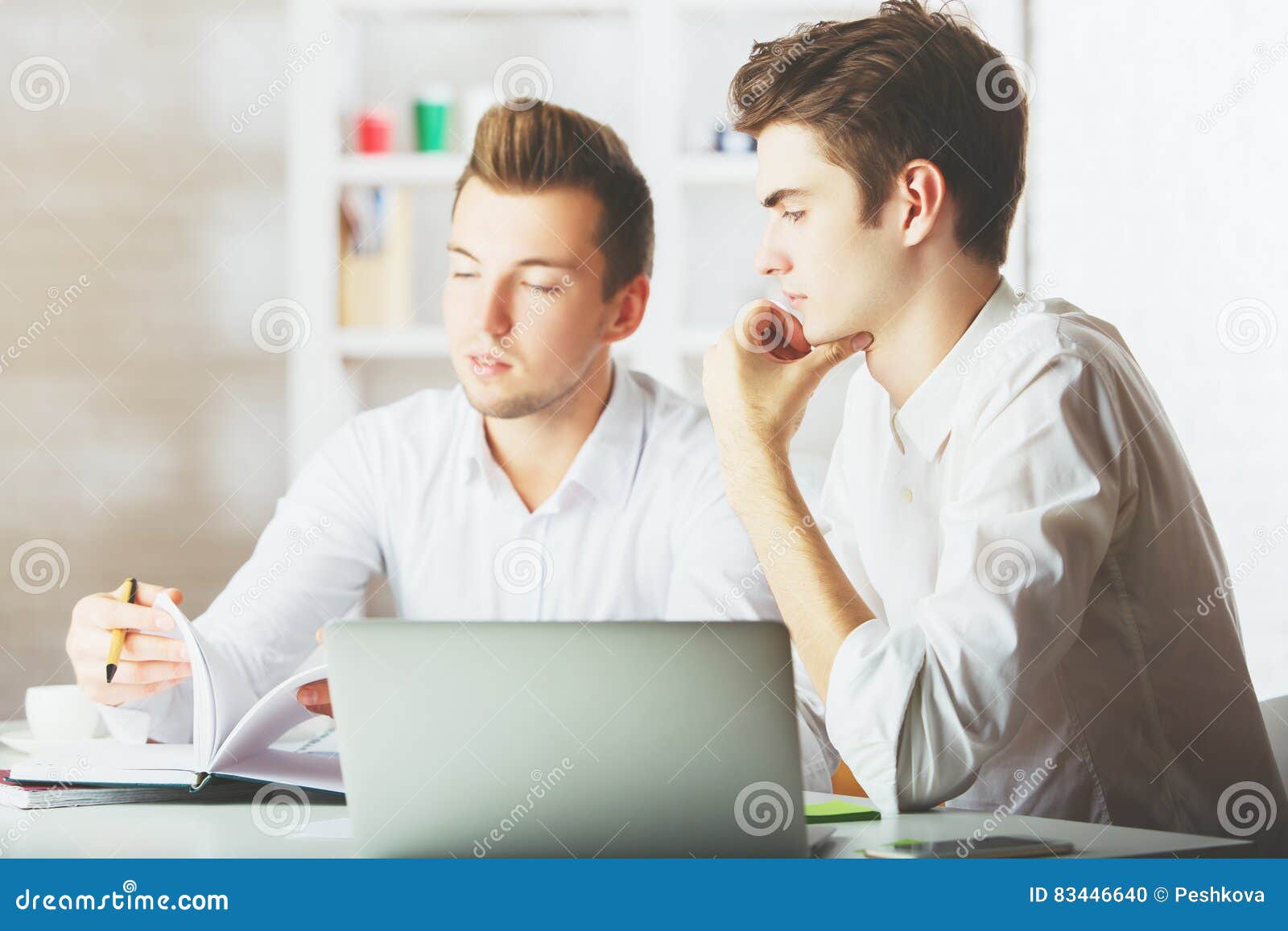 Handsome Guys Working on Project Stock Photo - Image of attractive ...