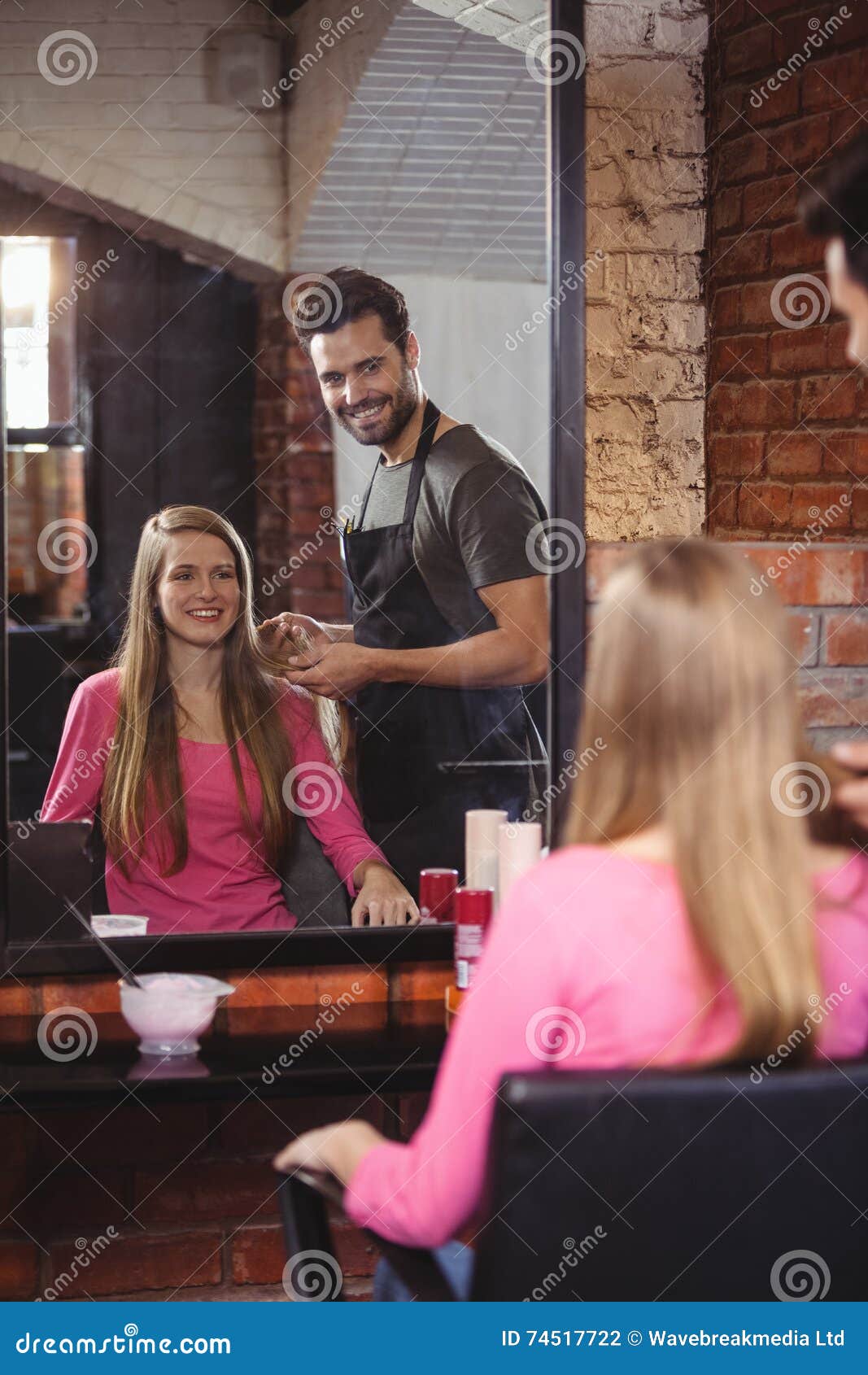 Handsome Hair Stylist with Client Stock Photo - Image of interacting ...