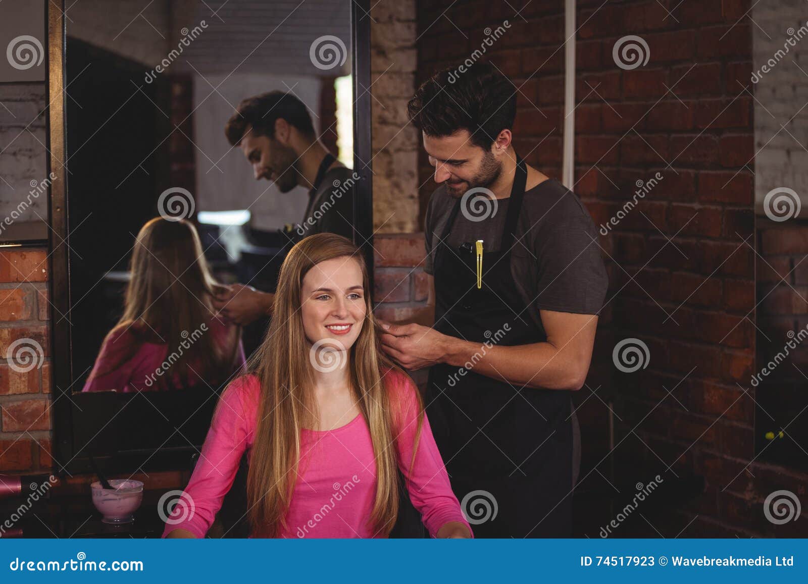 Handsome Hair Stylist with Client Stock Image - Image of lifestyle ...