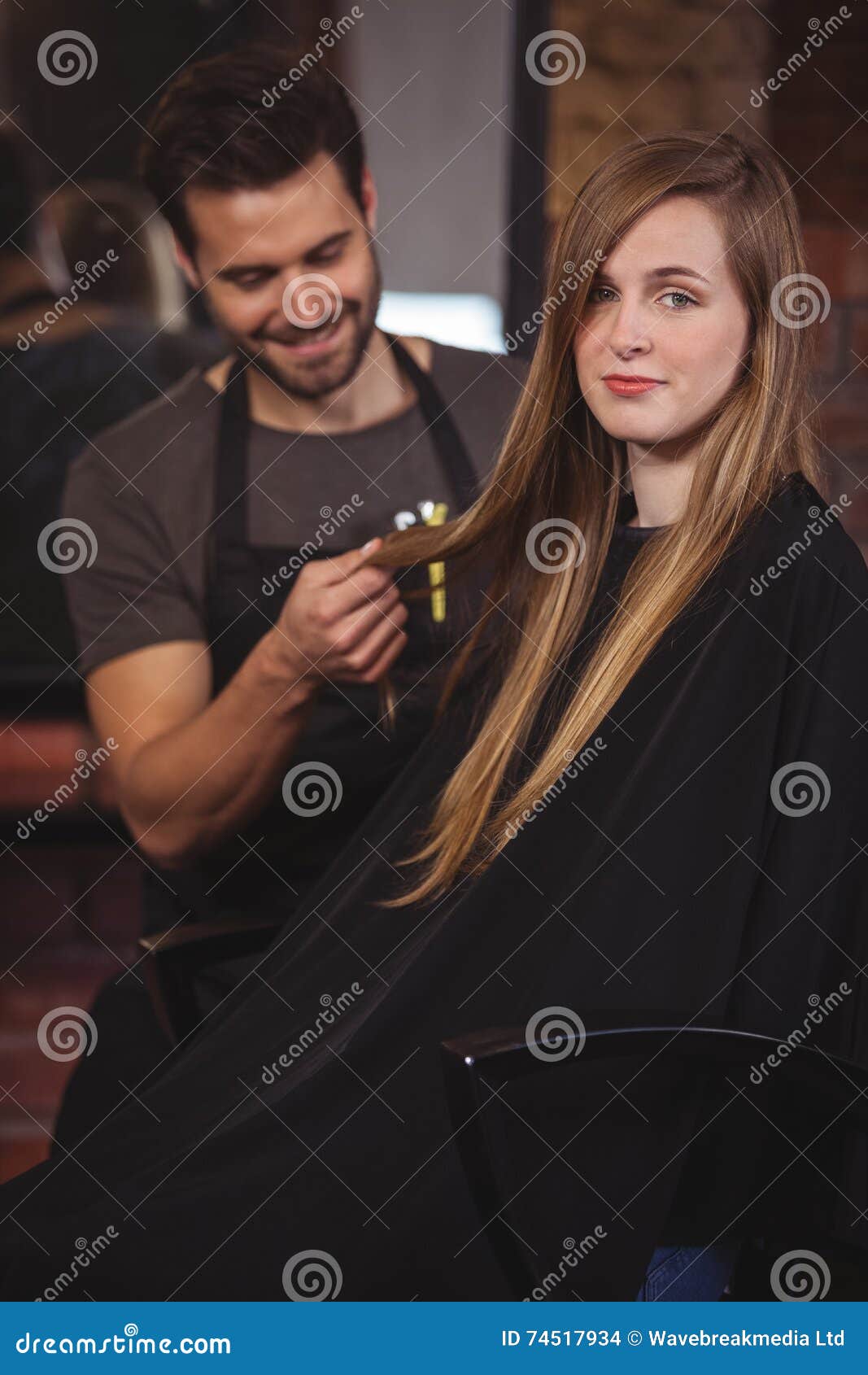 Handsome Hair Stylist with Client Stock Photo - Image of combing ...