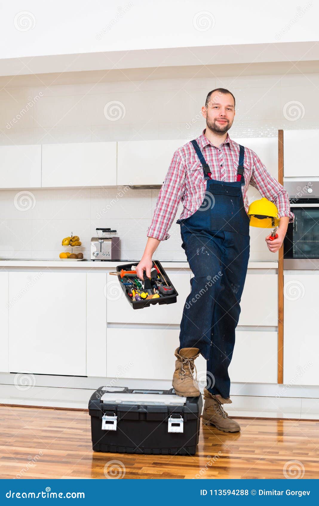 Handsome Handyman with Toolbox Stock Photo - Image of indoors, home ...