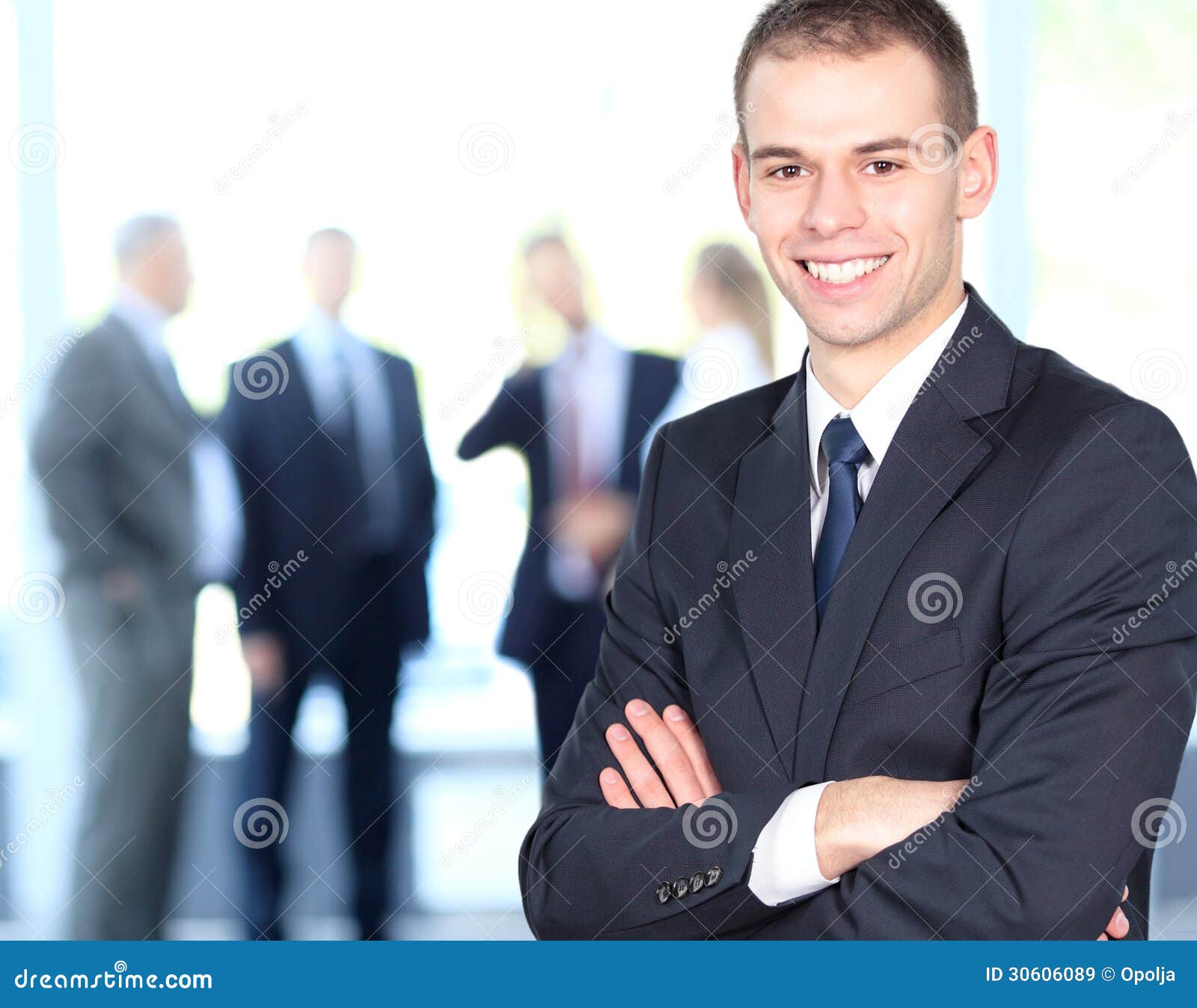 Handsome Happy Business Man with Colleagues Stock Image - Image of ...
