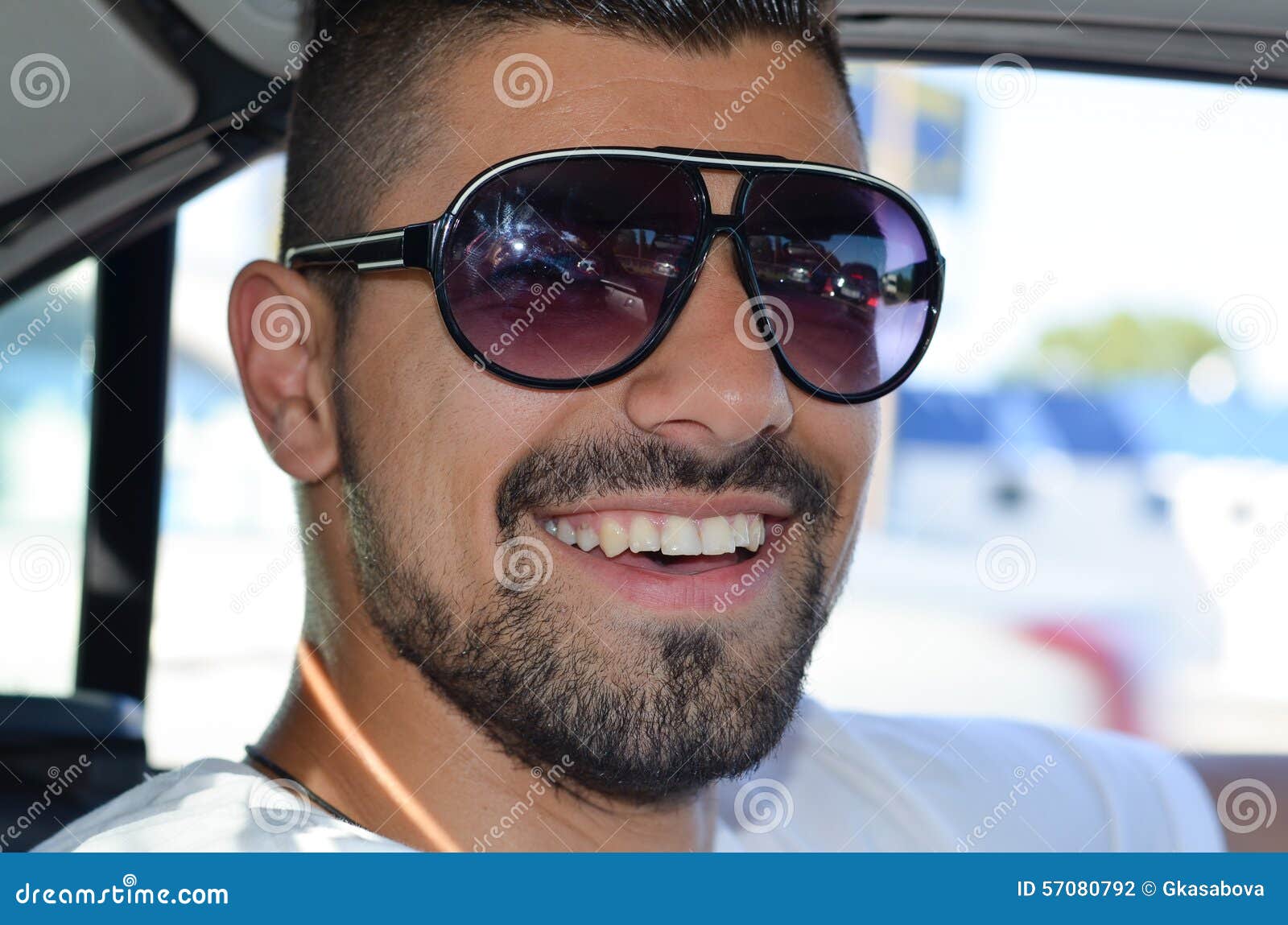 Handsome Happy Man in a Car Stock Photo - Image of exterior, good: 57080792