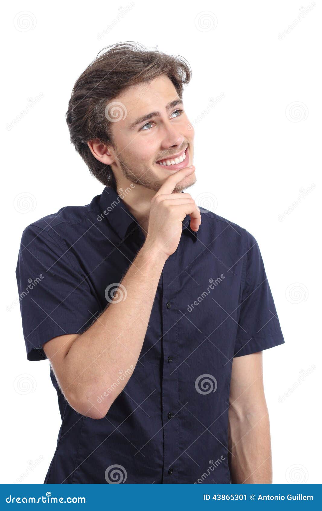 Handsome Happy Man Thinking and Looking at Side Stock Image - Image of ...