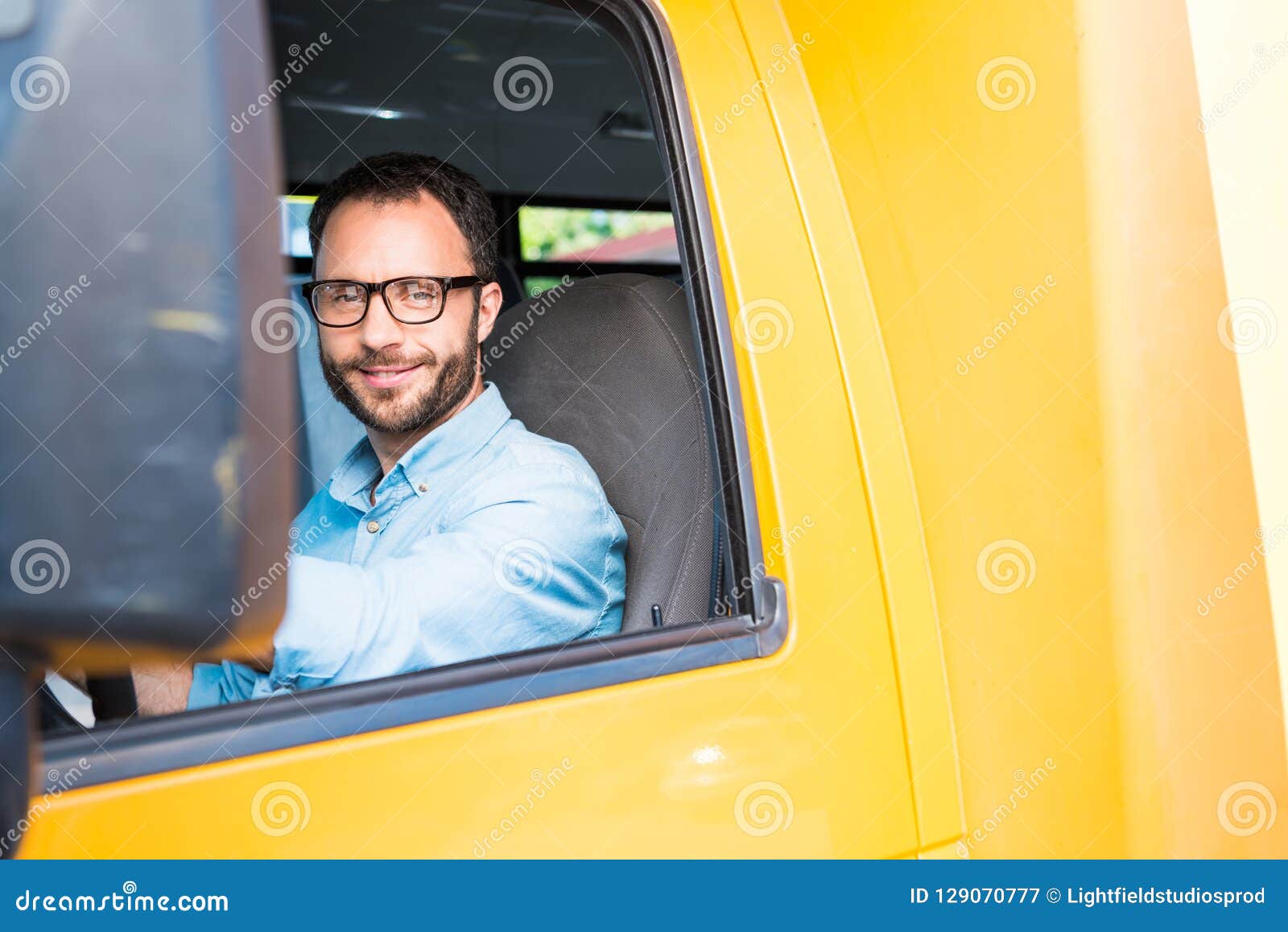 Handsome Happy School Bus Driver Looking Stock Image - Image of ...