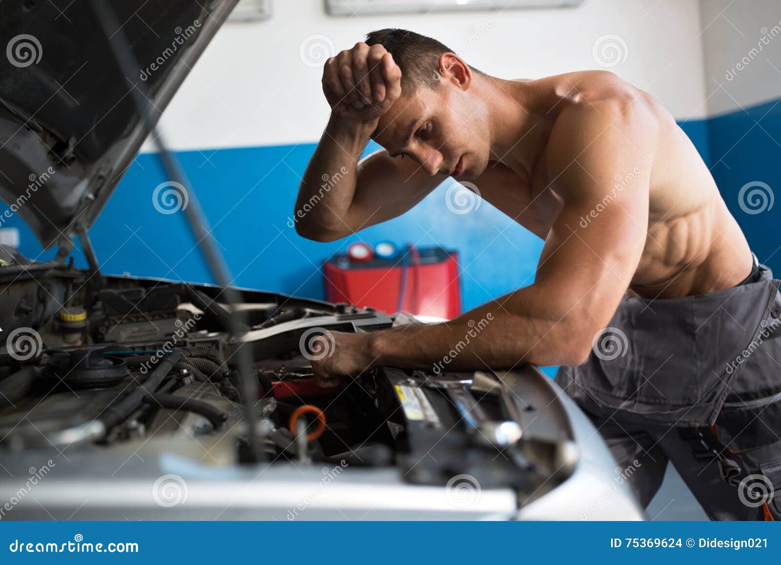 Handsome hard worker stock photo. Image of repair, male - 75369624