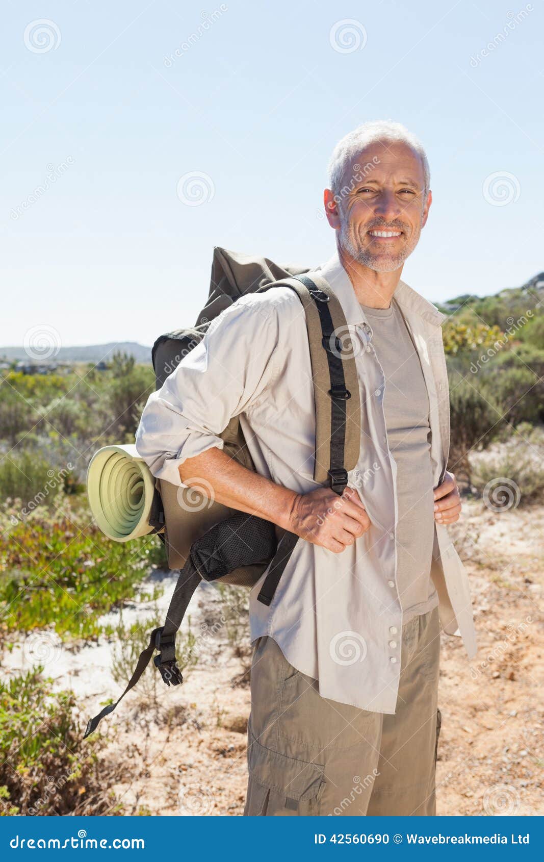 Handsome Hiker Smiling at Camera in the Countryside Stock Photo - Image ...