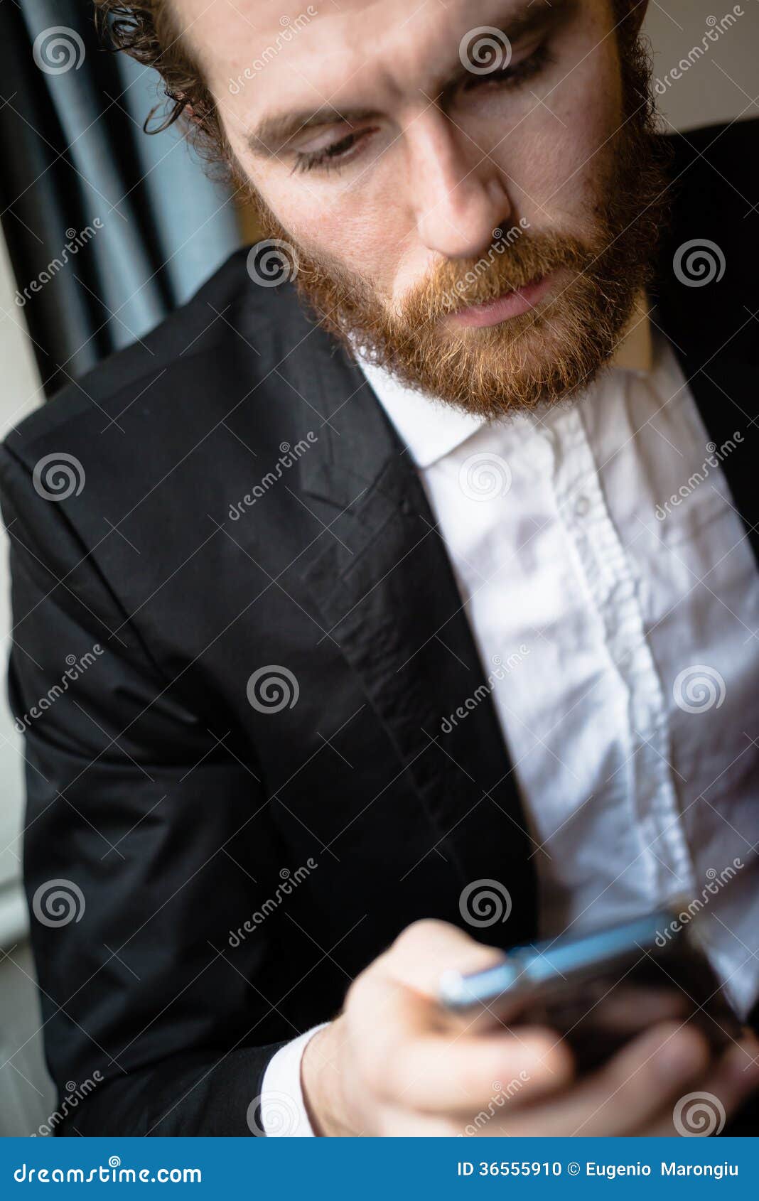 Handsome Hipster Elegant Man on the Cellphone Stock Photo - Image of ...