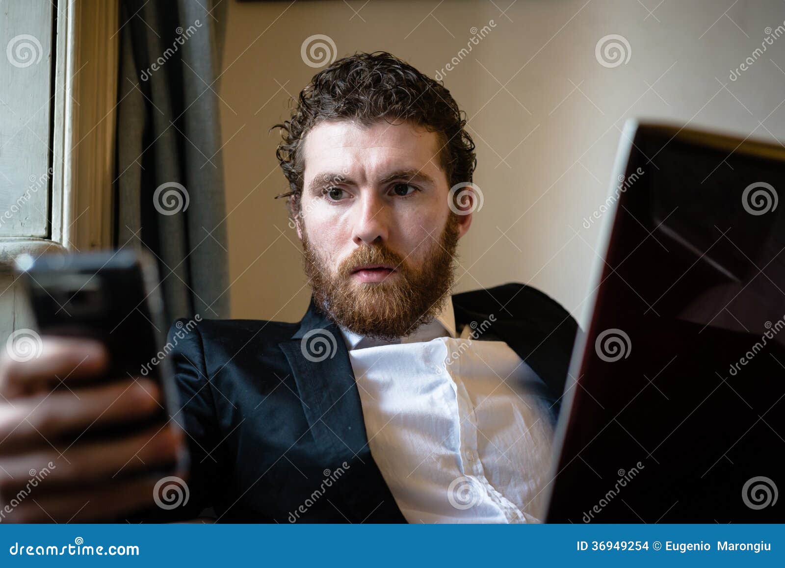 Handsome Hipster Elegant Man Using Laptop Stock Photo - Image of ...