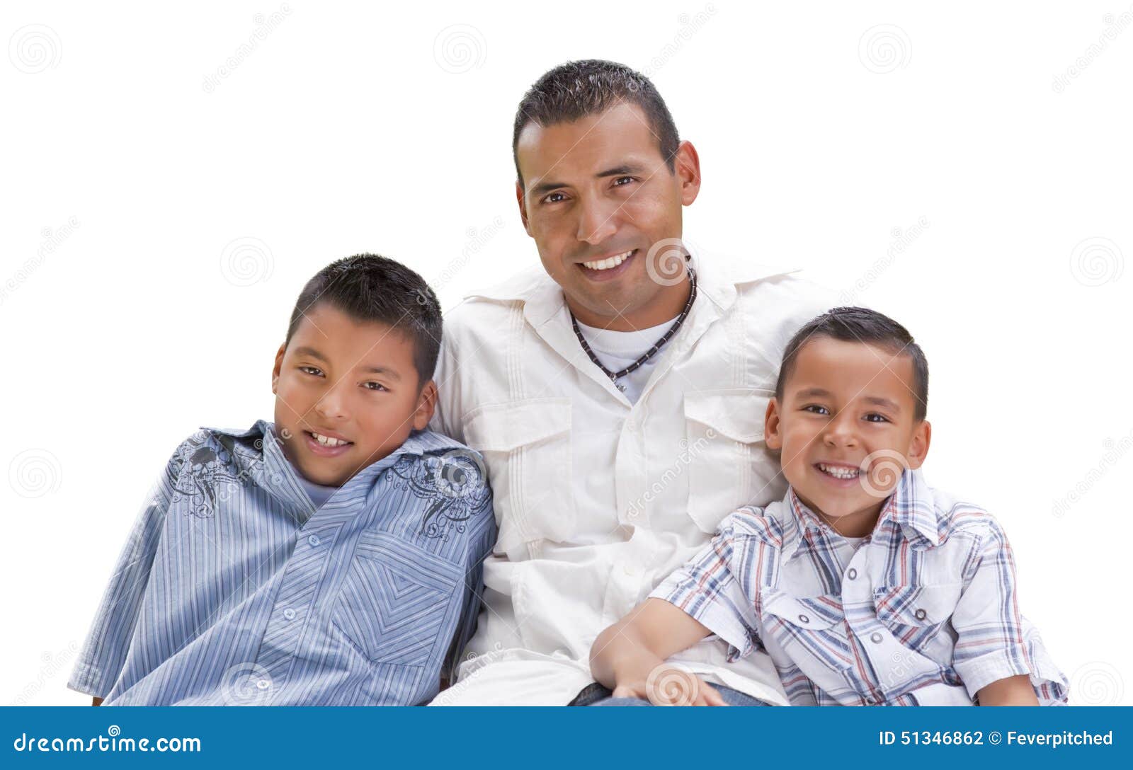 Handsome Hispanic Father And Sons On White Stock Photography ...
