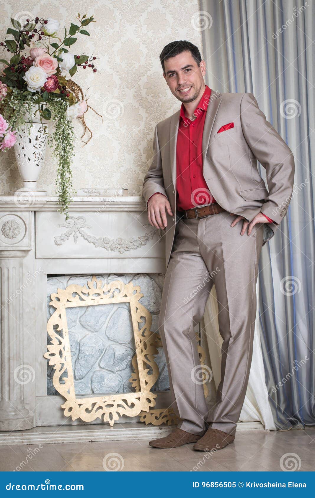 Handsome Imposing Man in a Room Stock Image - Image of respectable ...