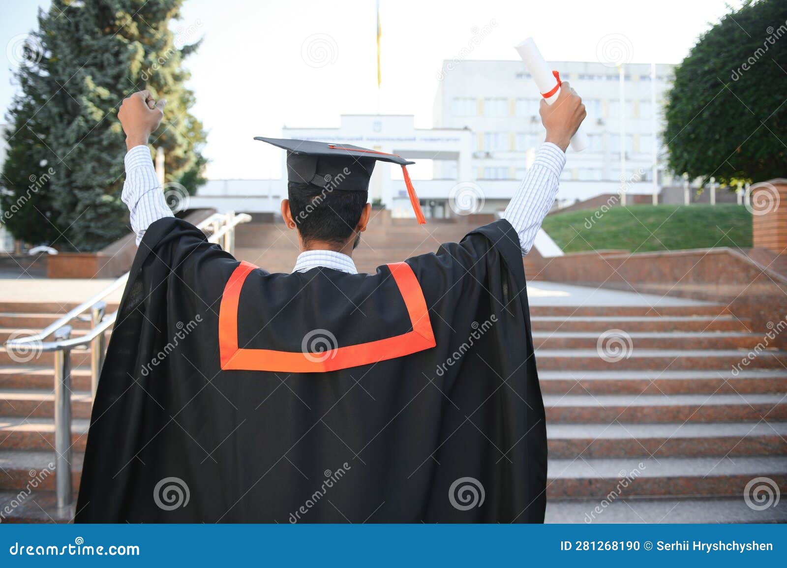 Handsome Indian Graduate in Graduation Glow with Diploma. Stock Photo ...
