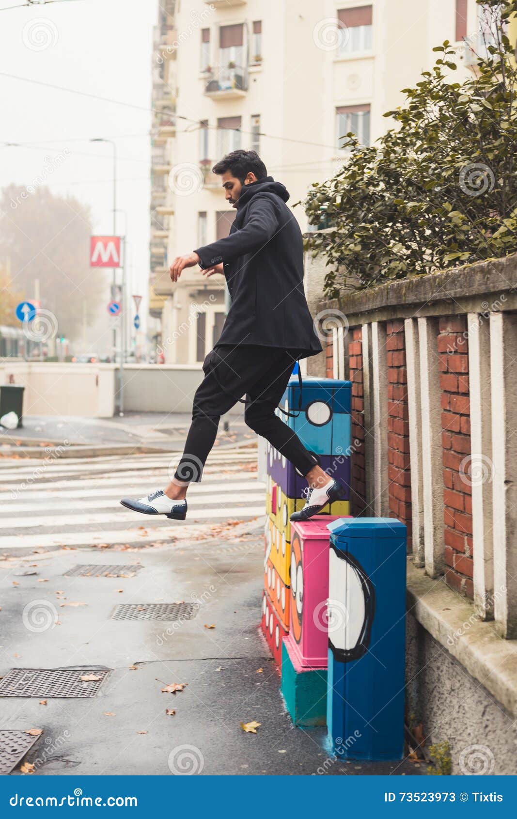 Handsome Indian Man Jumping in an Urban Context Stock Image - Image of ...