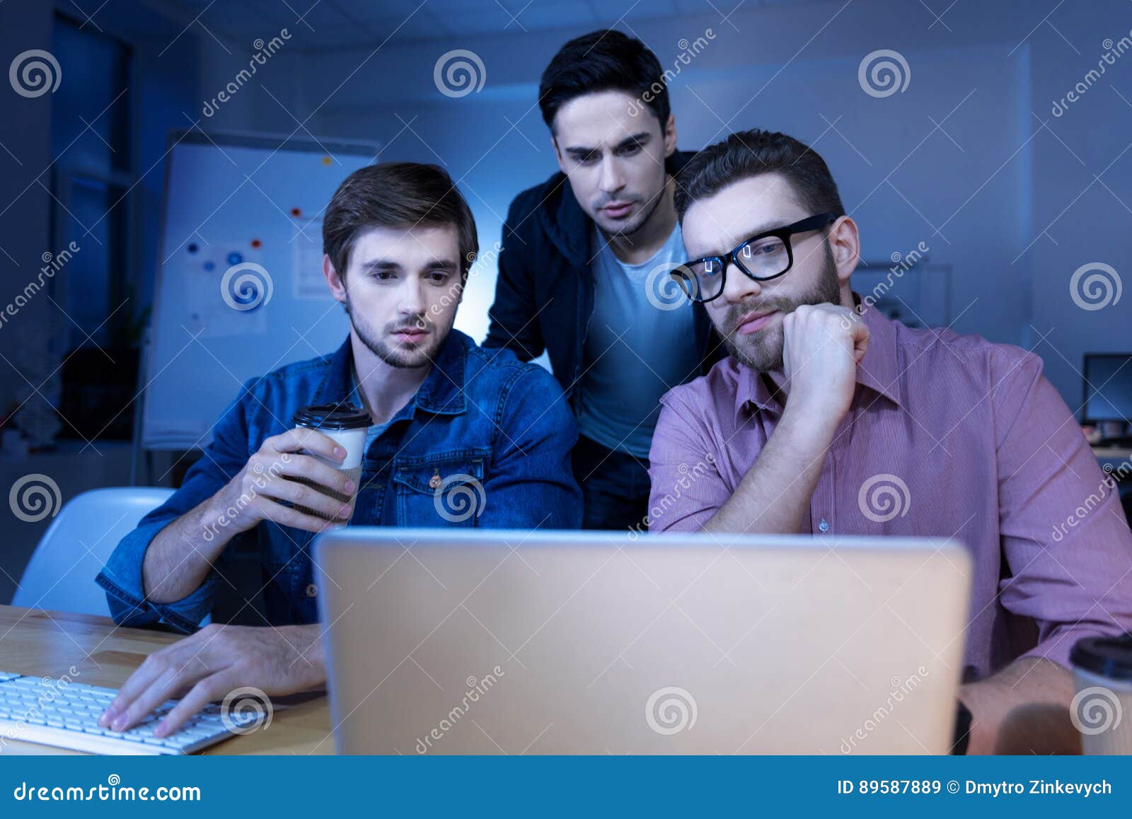 Handsome Intelligent Men Looking at the Laptop Screen Stock Image ...