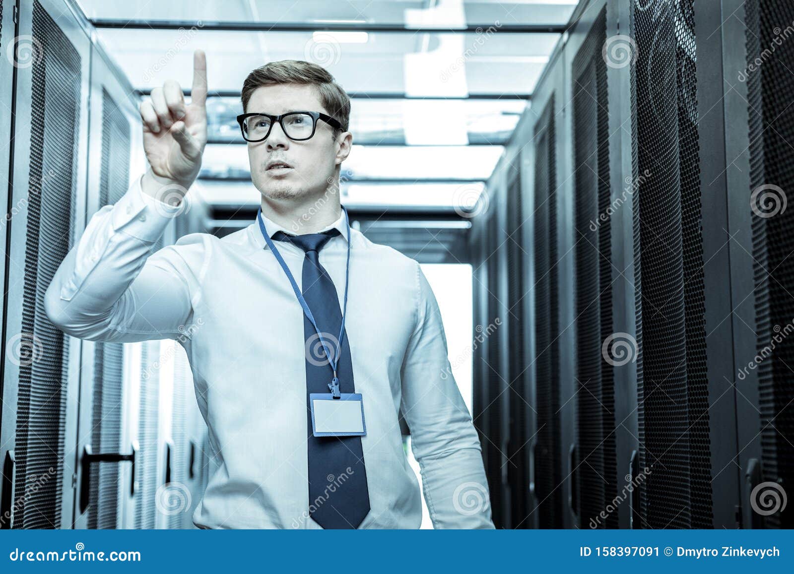 Handsome Investigator in Eyeglasses Analyzing the Problem Stock Image ...
