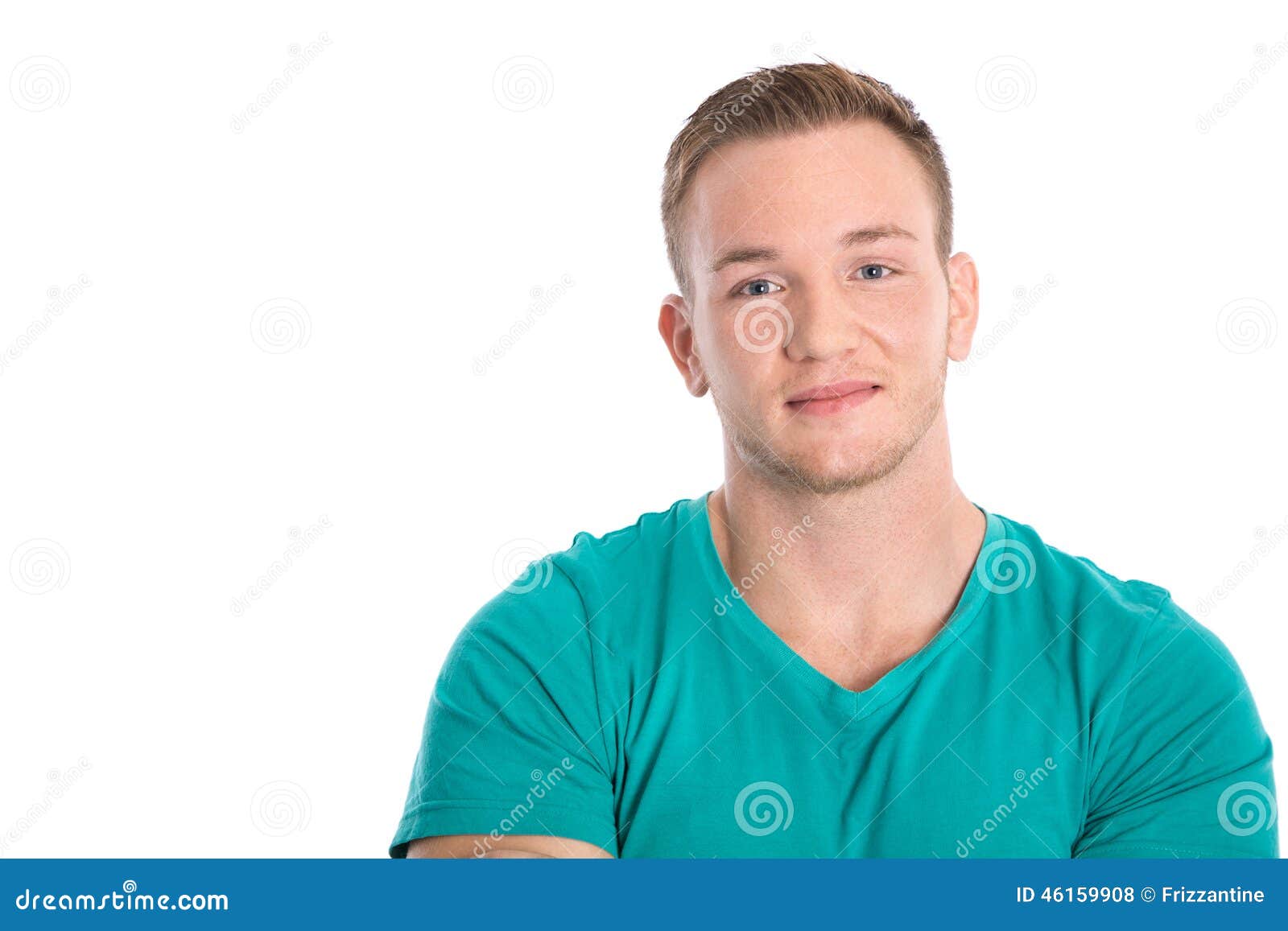 Handsome Isolated Young Man in Green Shirt. Stock Photo - Image of ...