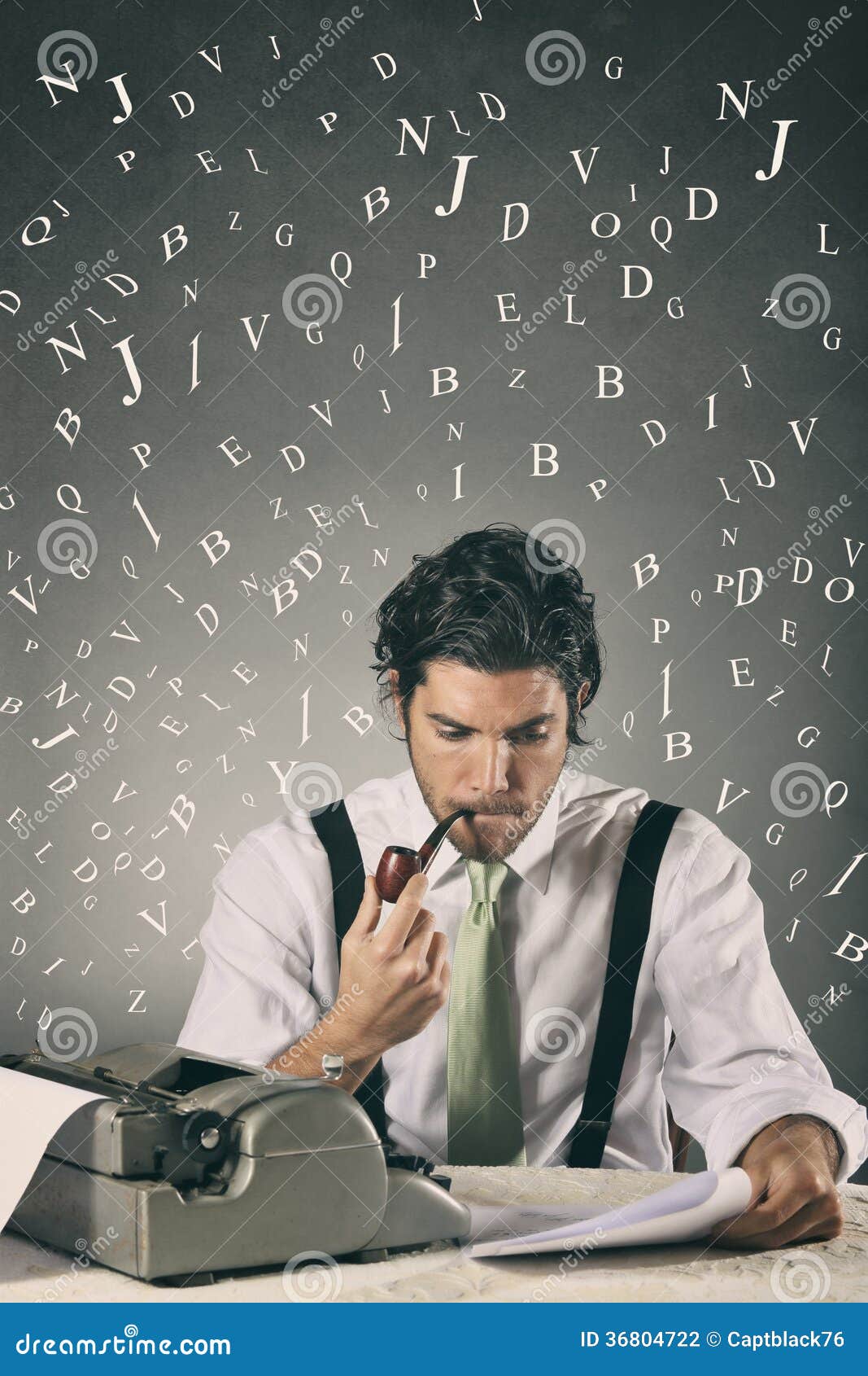 Handsome Journalist Surrounded by Words Stock Photo - Image of elegant ...