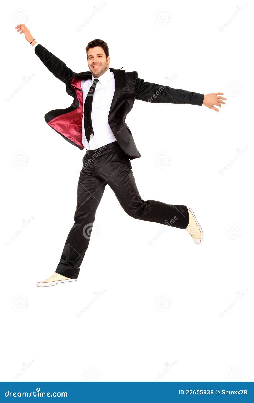 Handsome Jumping Man on Suit Stock Photo - Image of handsome, denim ...