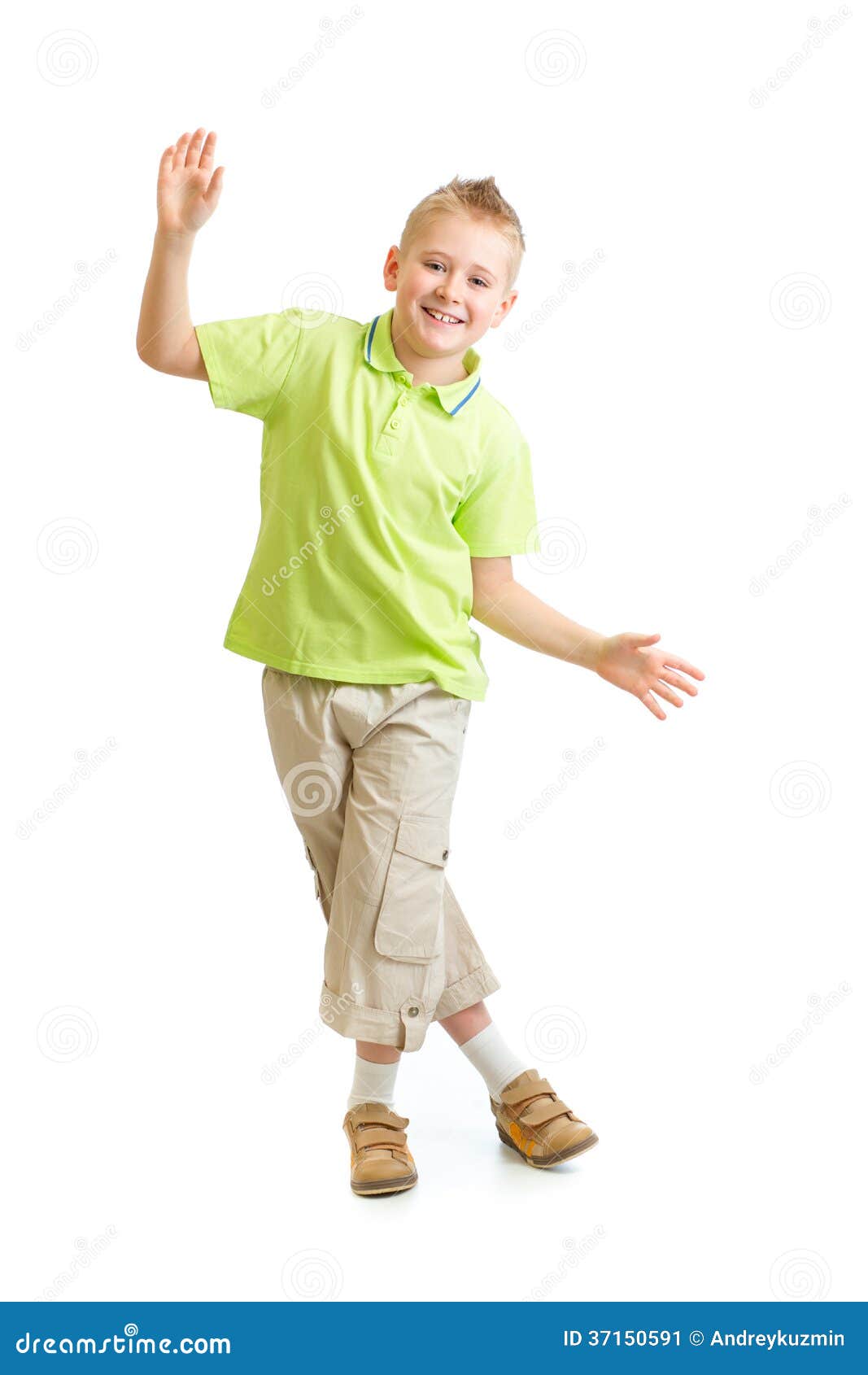 Handsome Kid Boy Balancing or Dancing Isolated Stock Image - Image of ...
