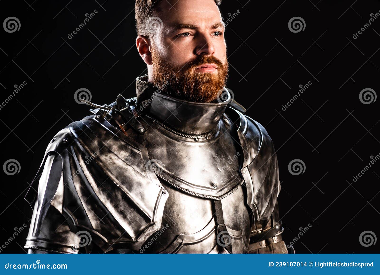 Handsome Knight in Armor Looking Away Stock Photo - Image of steel ...