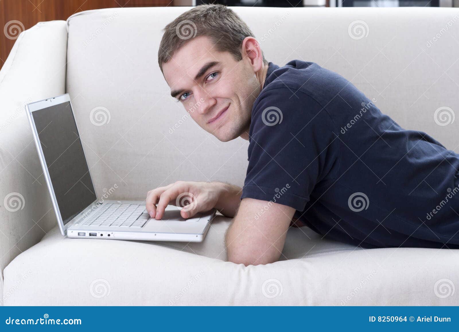 Handsome Laptop User stock photo. Image of close, brightly - 8250964