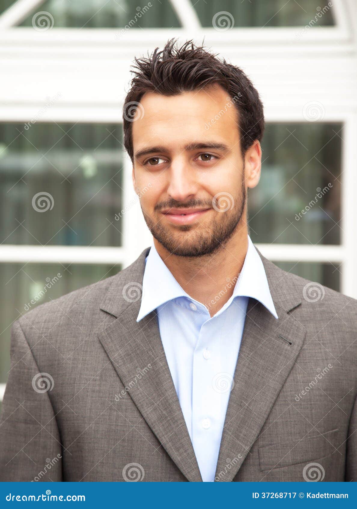 Handsome Latin Businessman Smiling in Front of His Office Stock Image ...