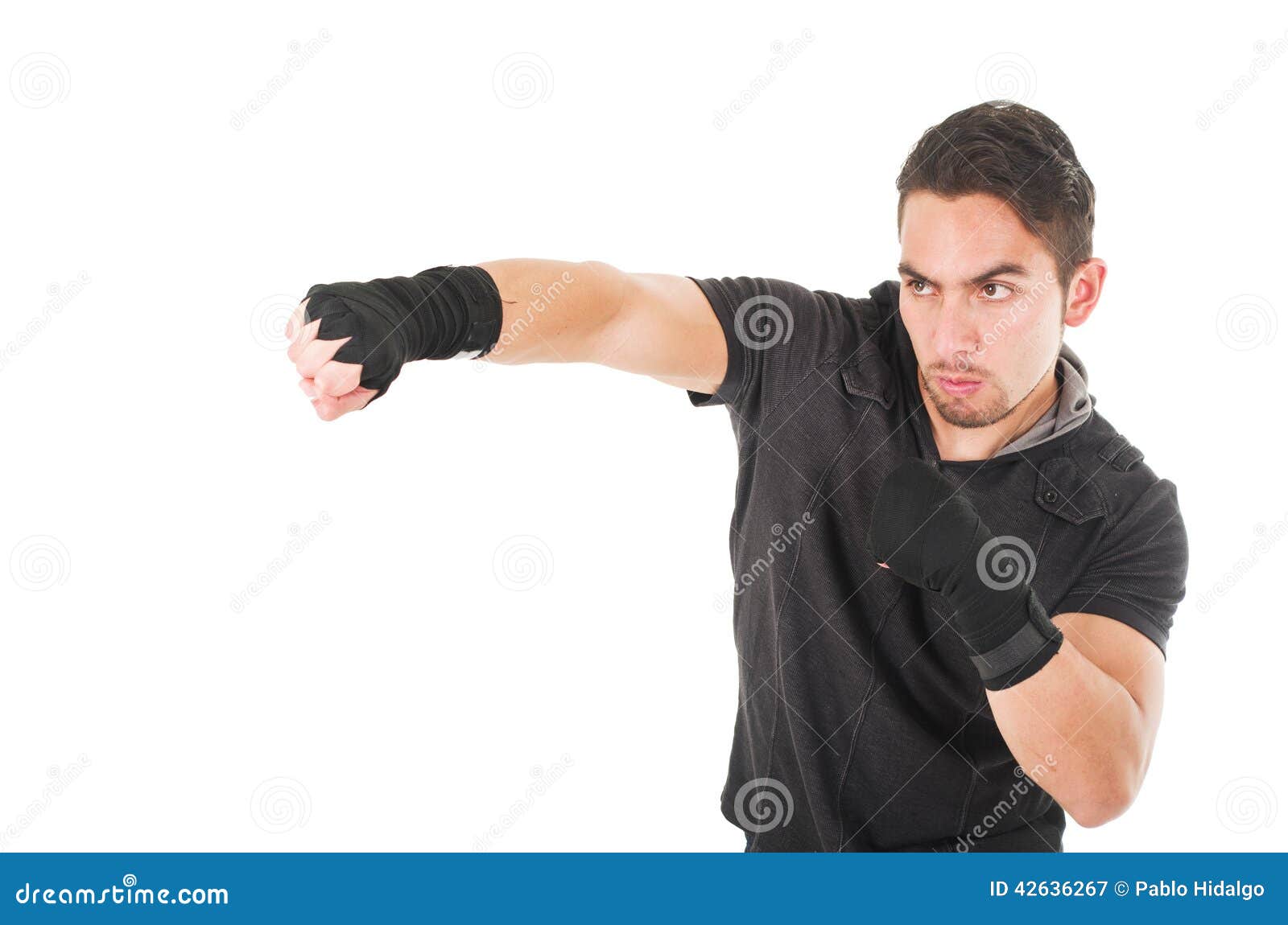 Handsome Latin Fighter Wearing Black Clothes Stock Image - Image of ...
